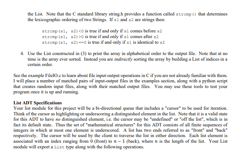 Solved Program Operation The main program for this project | Chegg.com