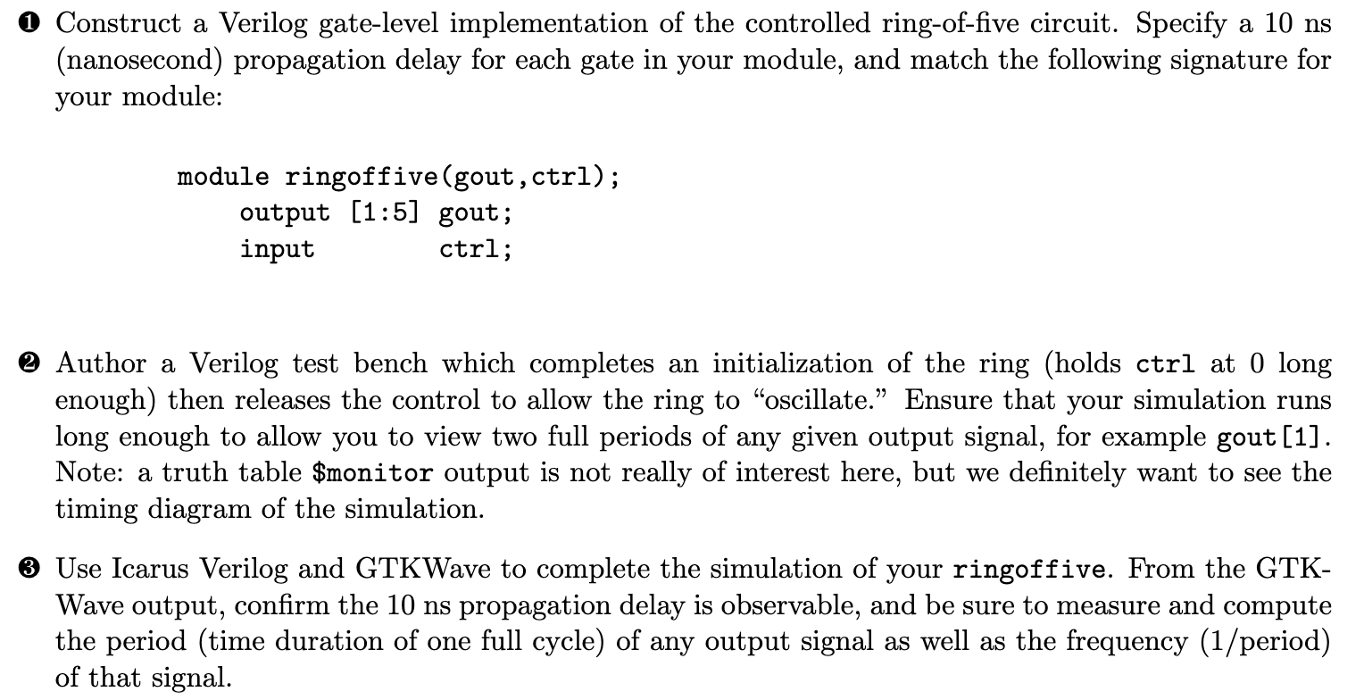 O Construct a Verilog gate-level implementation of | Chegg.com