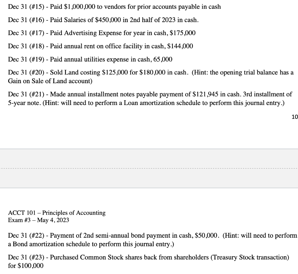 Solved January 1,2023 Trial Balance - beginning of fiscal | Chegg.com