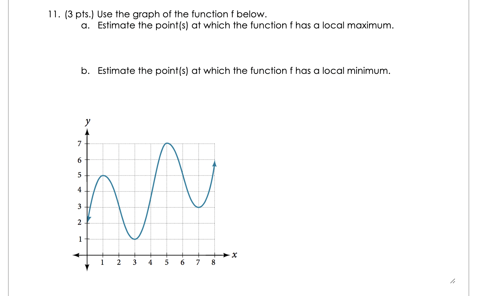 1. (3 pts.) Use the graph of the function f below. a. | Chegg.com