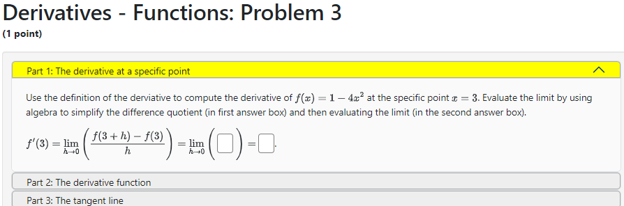 Solved Derivatives Functions Problem 2 1 Point Part 1