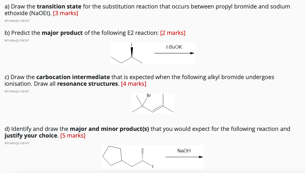 Solved a) Draw the transition state for the substitution | Chegg.com
