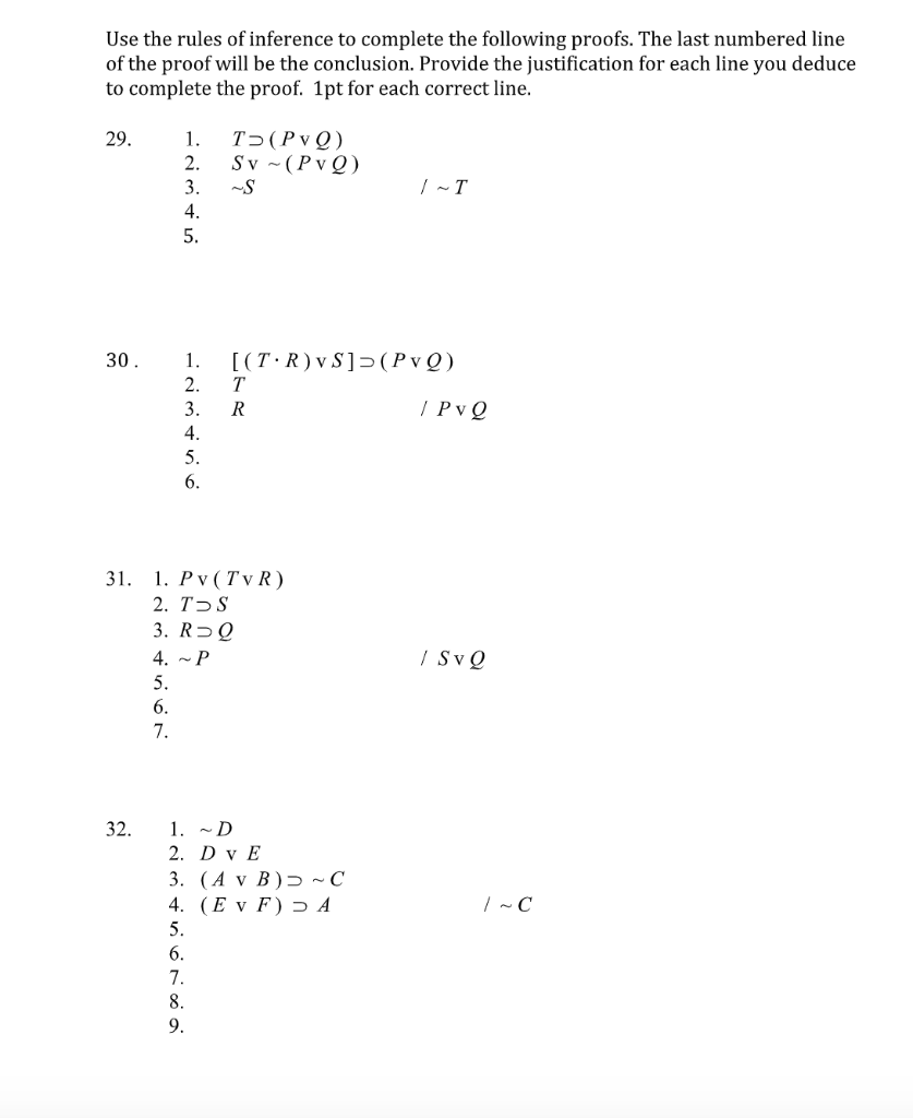 Solved Use the rules of inference to complete the following | Chegg.com