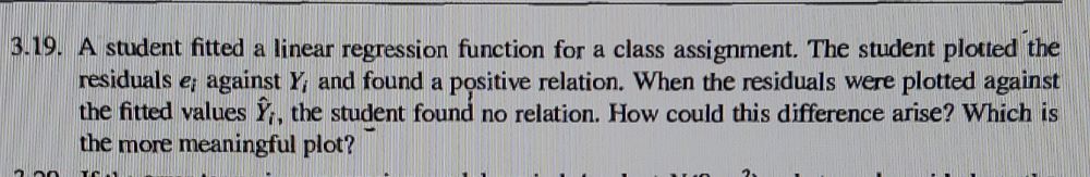 Solved 19. A student fitted a linear regression function for | Chegg.com
