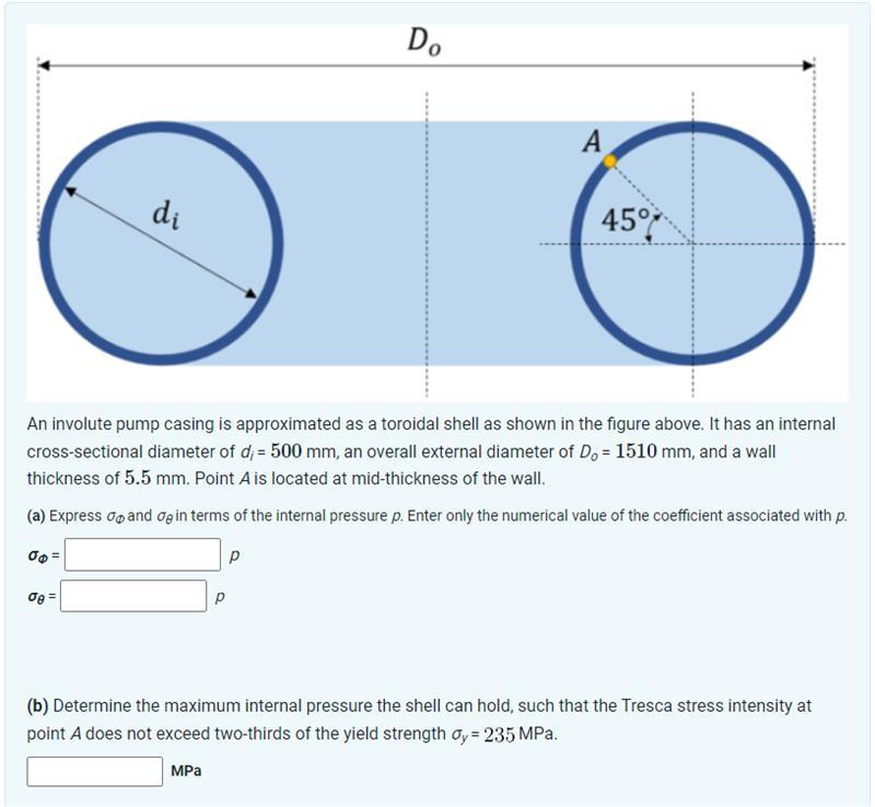 Solved An involute pump casing is approximated as a toroidal | Chegg.com
