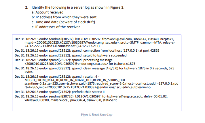 Solved 2. Identify the following in a server log as shown in | Chegg.com