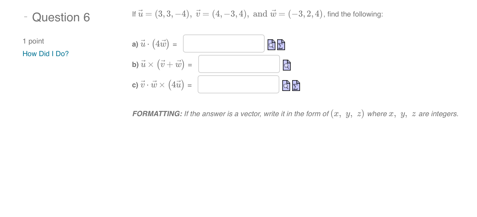 Solved Question 6If vec(u)=(3,3,-4),vec(v)=(4,-3,4), ﻿and | Chegg.com