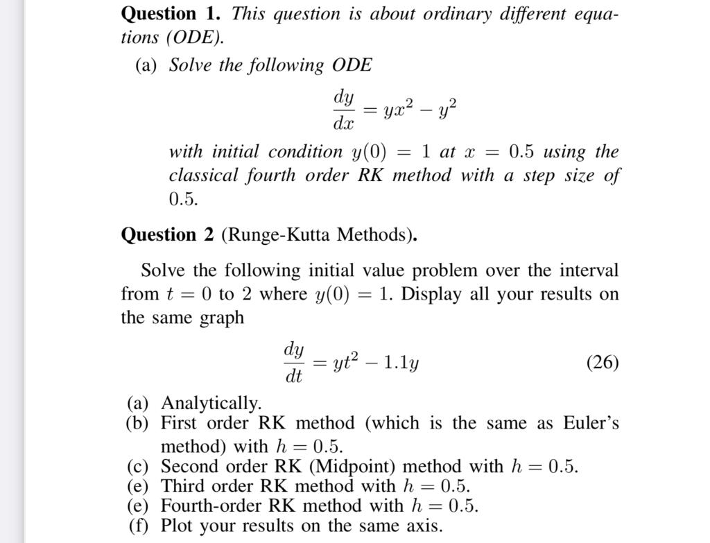 Solved Question 1. This question is about ordinary different | Chegg.com