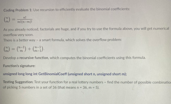 Solved Coding Problem 1: Use recursion to efficiently | Chegg.com