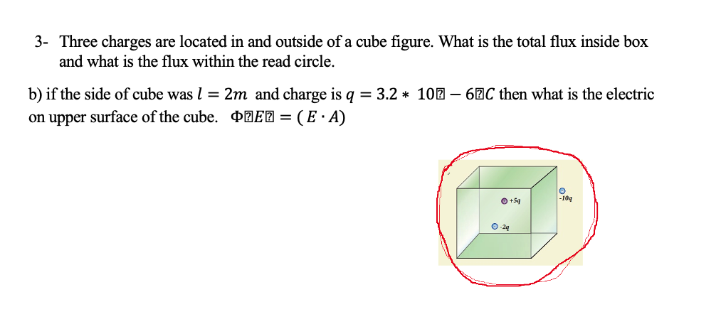 Solved 3- Three charges are located in and outside of a cube | Chegg.com