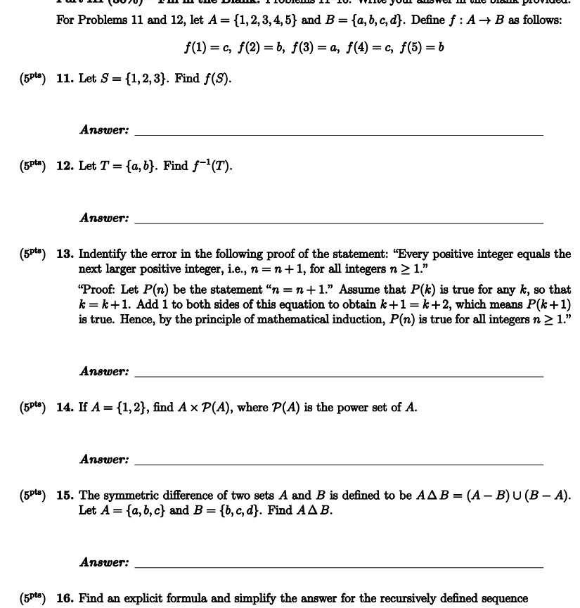 Solved For Problems 11 and 12, let A= {1,2,3,4,5} and B = | Chegg.com