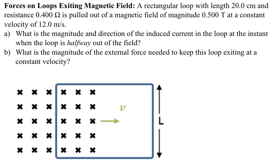 Solved Forces on Loops Exiting Magnetic Field: A rectangular | Chegg.com