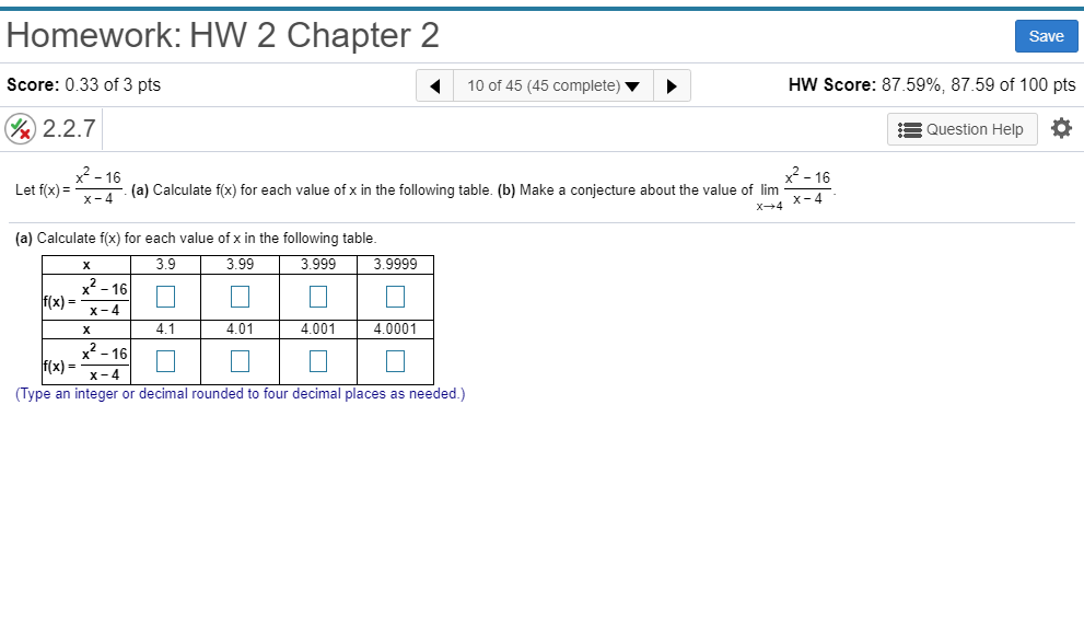 Solved Save Homework Hw 2 Chapter 2 Score 0 33 Of 3 Pts