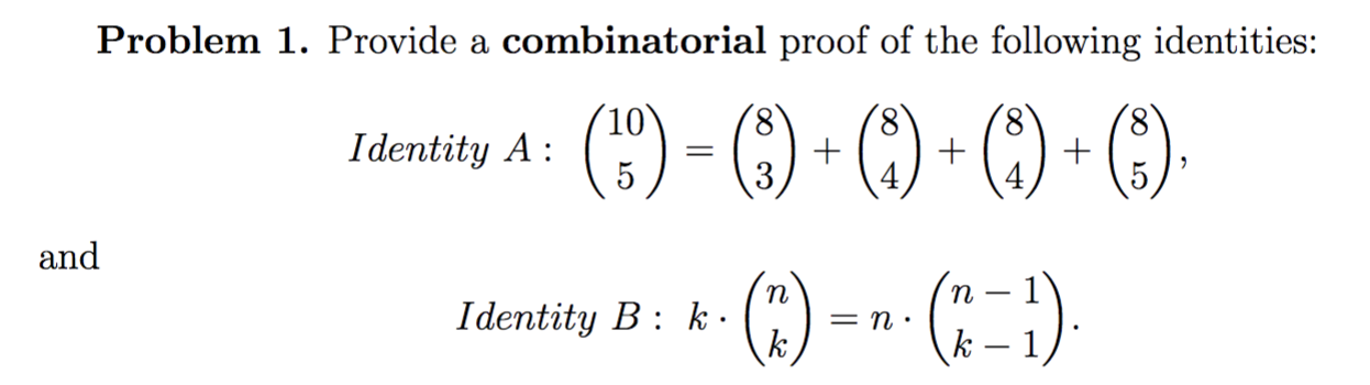 Solved Problem 1. Provide a combinatorial proof of the | Chegg.com
