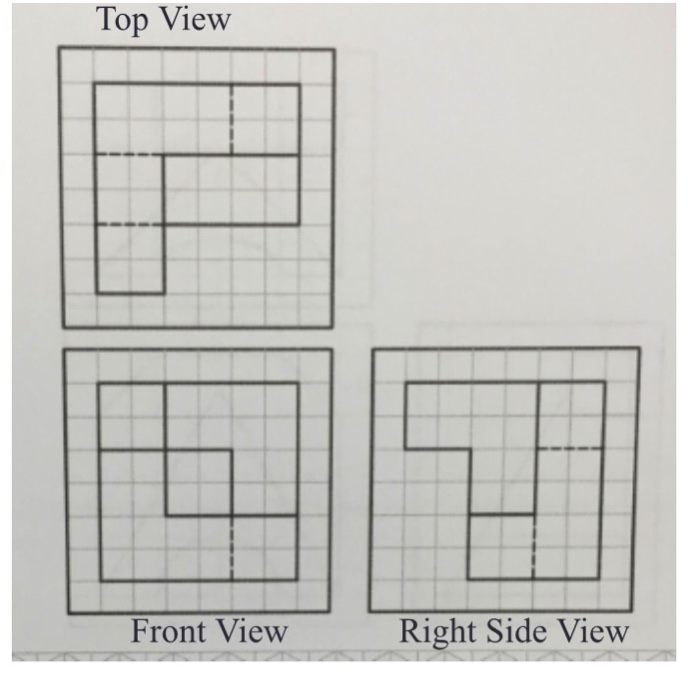 Solved Top View Front View Right Side View | Chegg.com