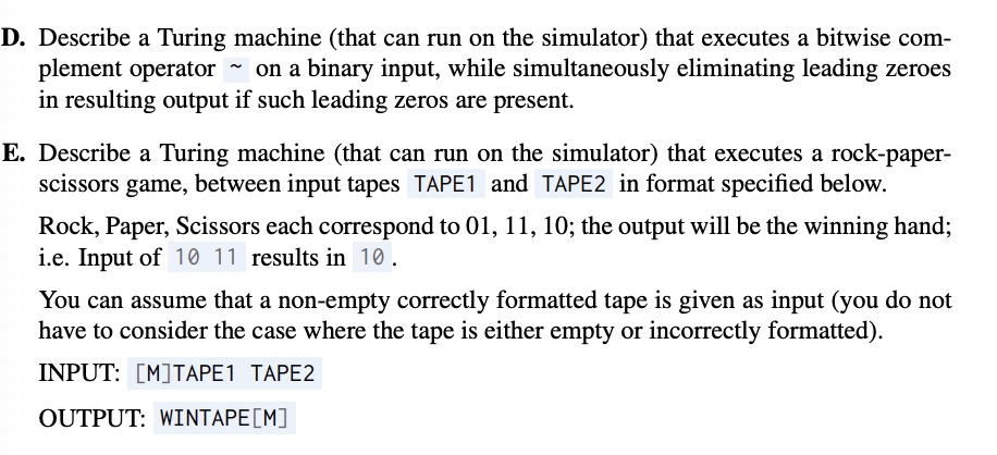 Solved Describe a Turing machine (that can run on the | Chegg.com