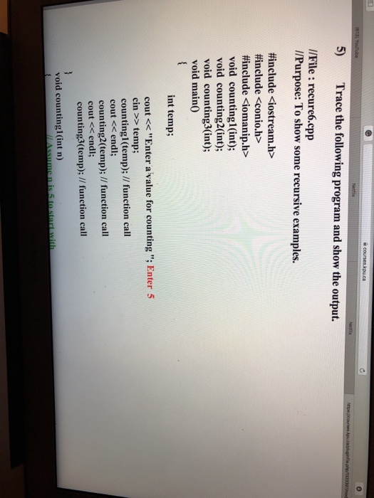 Solved 5) Trace the following program and show the output. | Chegg.com