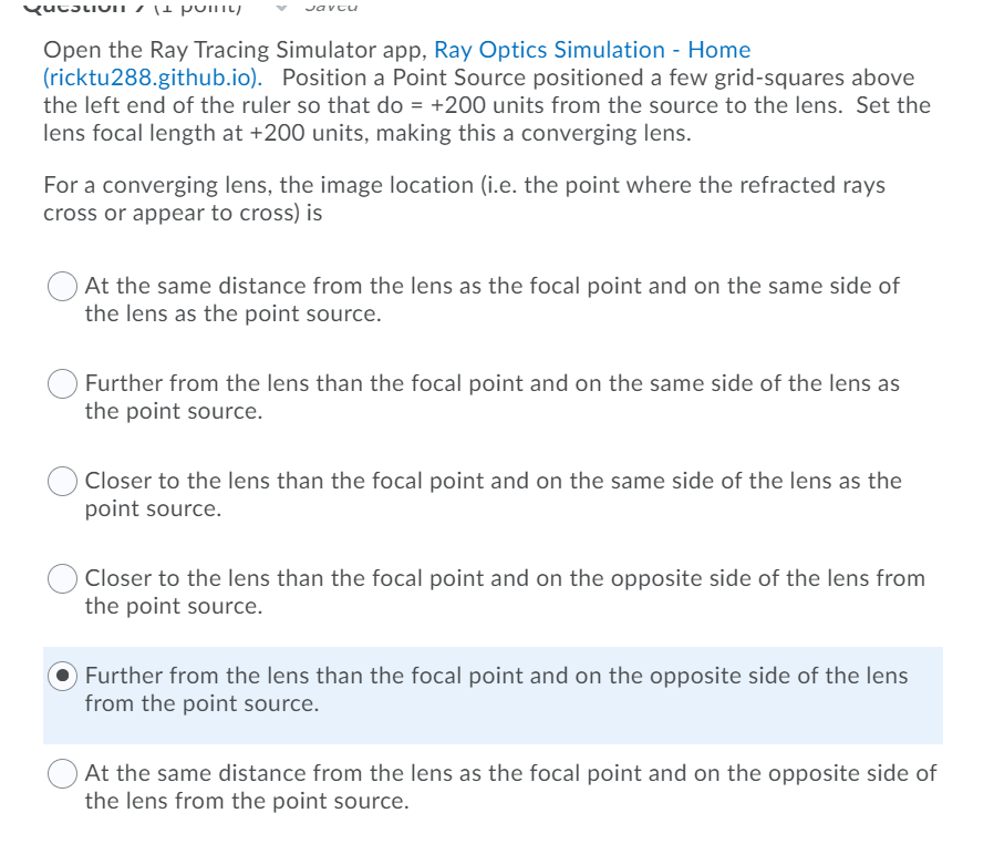 Solved Question 8 (1 point) Open the Ray Tracing Simulator | Chegg.com
