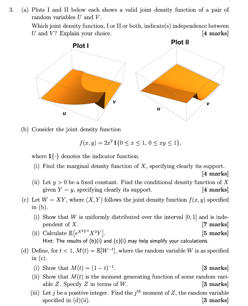3. (a) Plots I and II below each shows a valid joint | Chegg.com