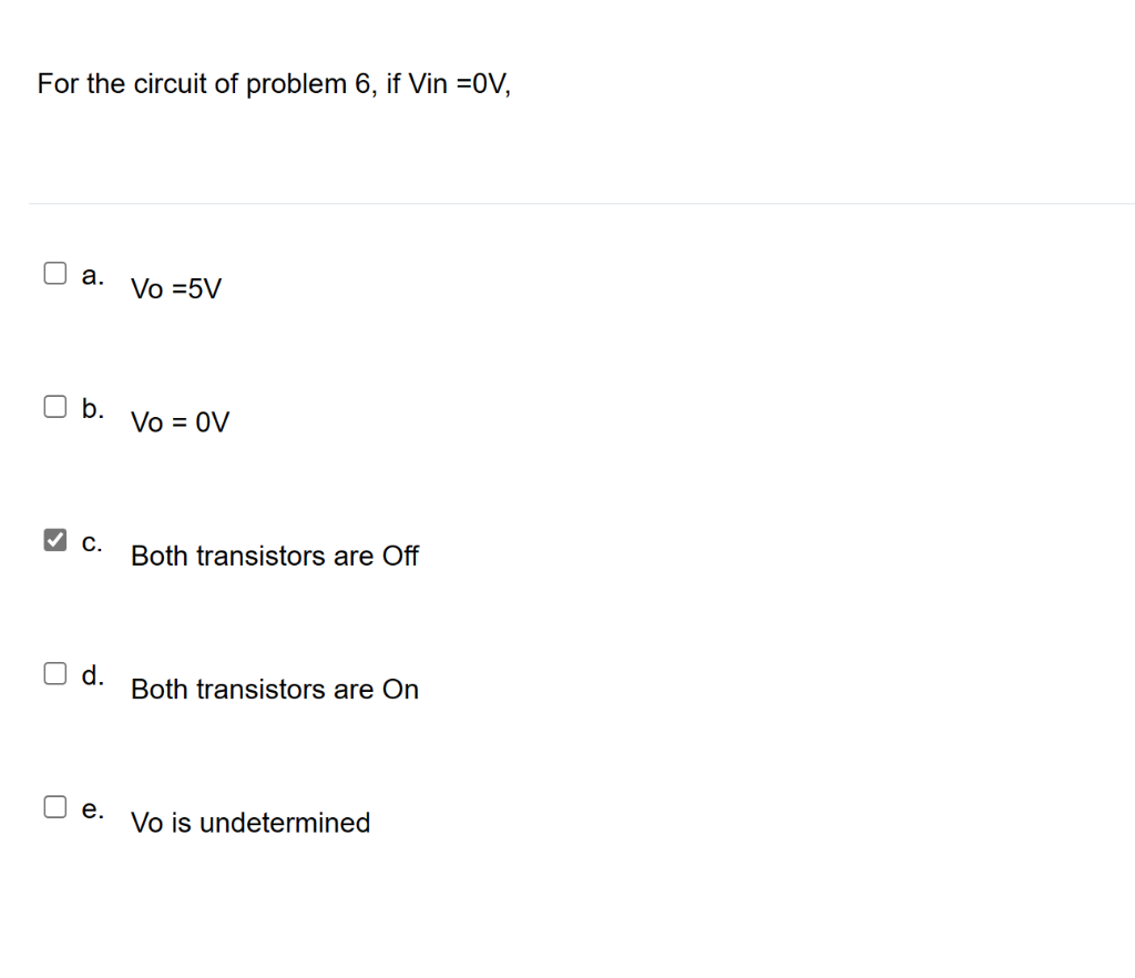 Solved Given the following circuit, Kn=Kp=2 mA/V2 and Vtn=1 | Chegg.com