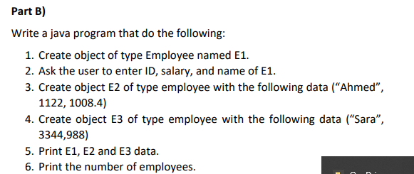 Solved Part B) Write a java program that do the following: | Chegg.com