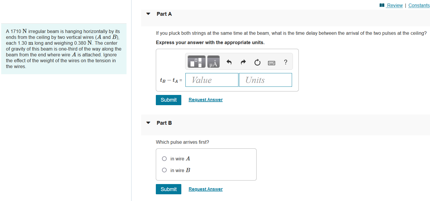 Solved A 1710 N irregular beam is hanging horizontally by | Chegg.com