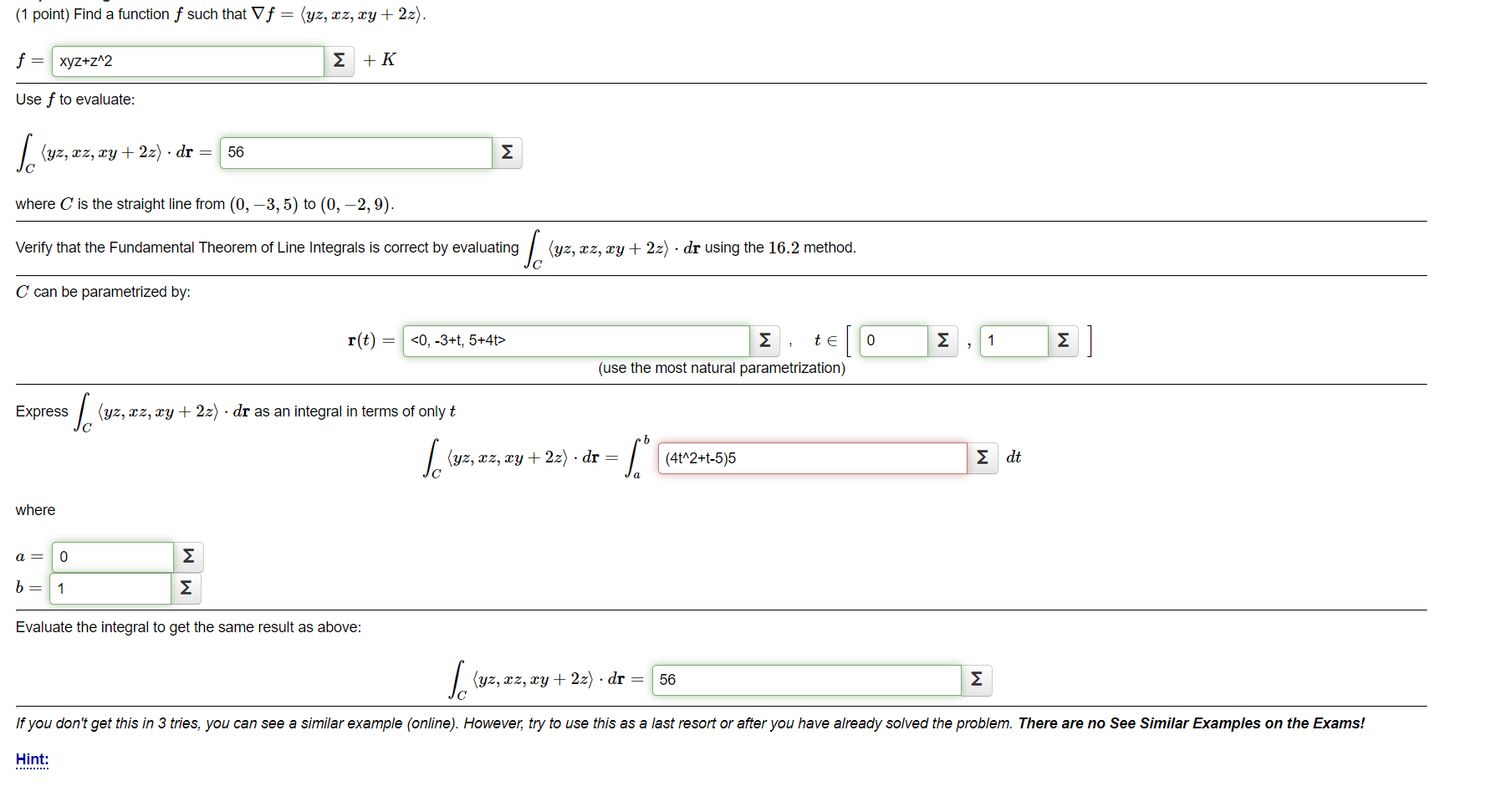 Solved (1 point) Find a function f such that | Chegg.com