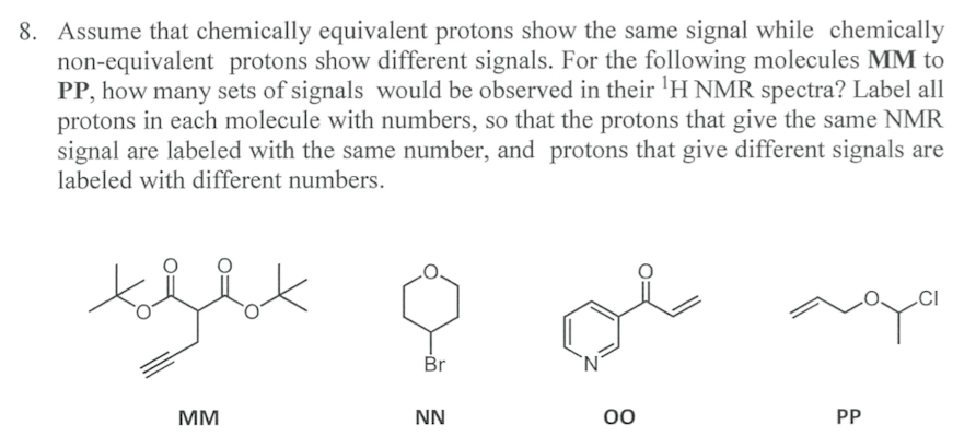 Solved Assume that chemically equivalent protons show the | Chegg.com