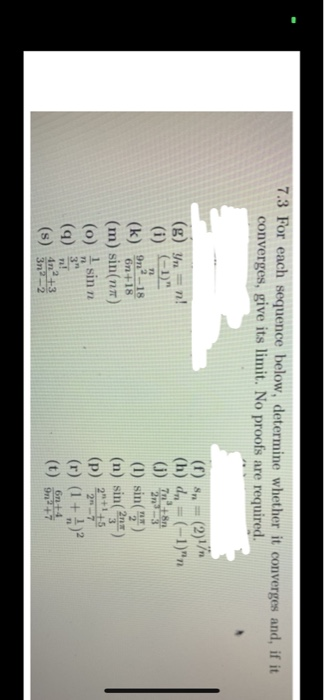 Solved 7.3 For each sequence below, determine whether it | Chegg.com