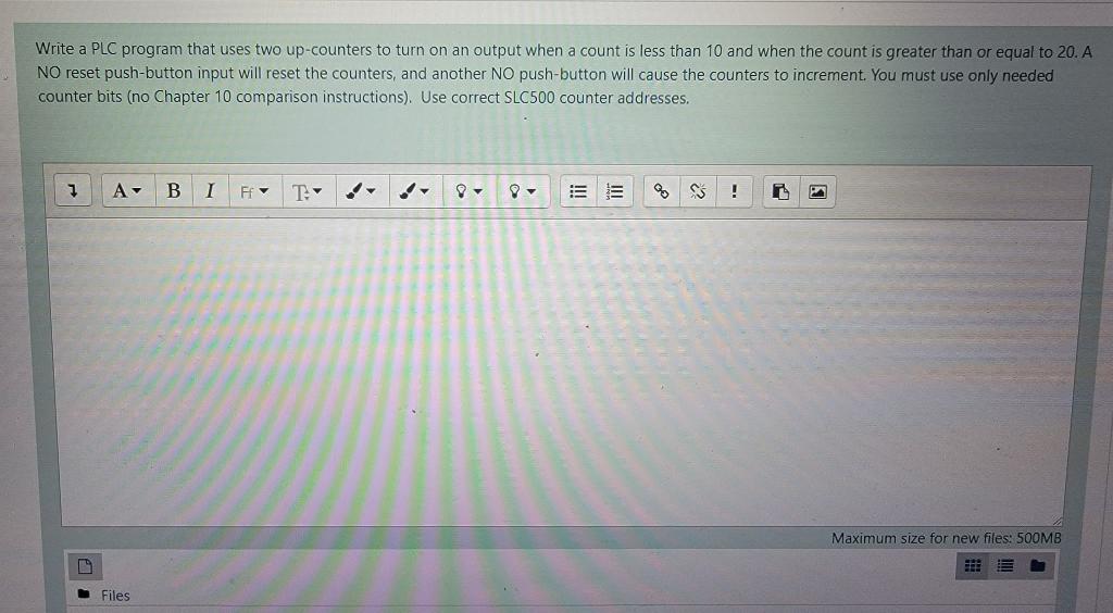Solved Write a PLC program that uses two up-counters to turn | Chegg.com