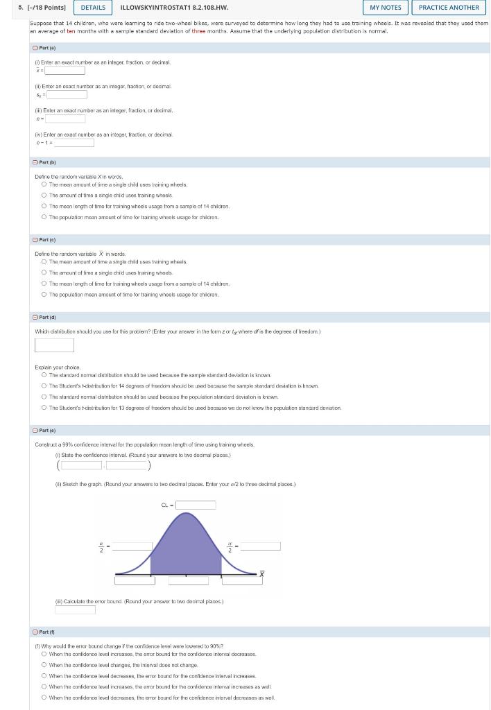 Solved 5. [-/18 Points) DETAILS ILLOWSKYINTROSTAT1 | Chegg.com