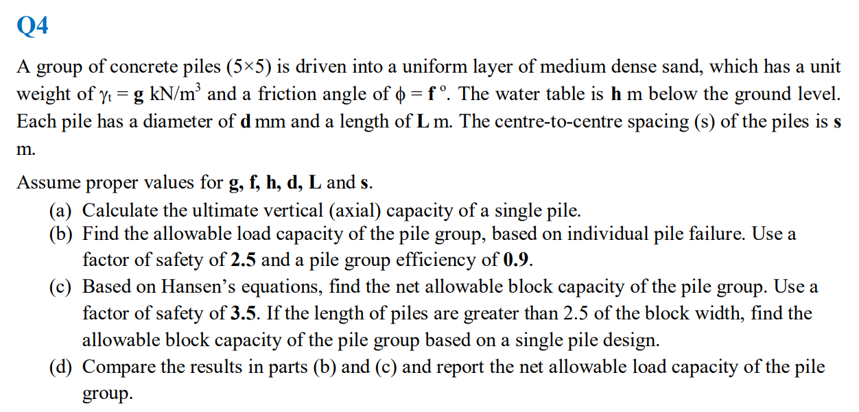 Solved Geotechnical Engineering Please note: Question 4 a, b | Chegg.com