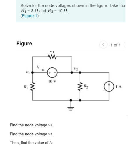 Solved Solve for the node voltages shown in the figure. Take | Chegg.com
