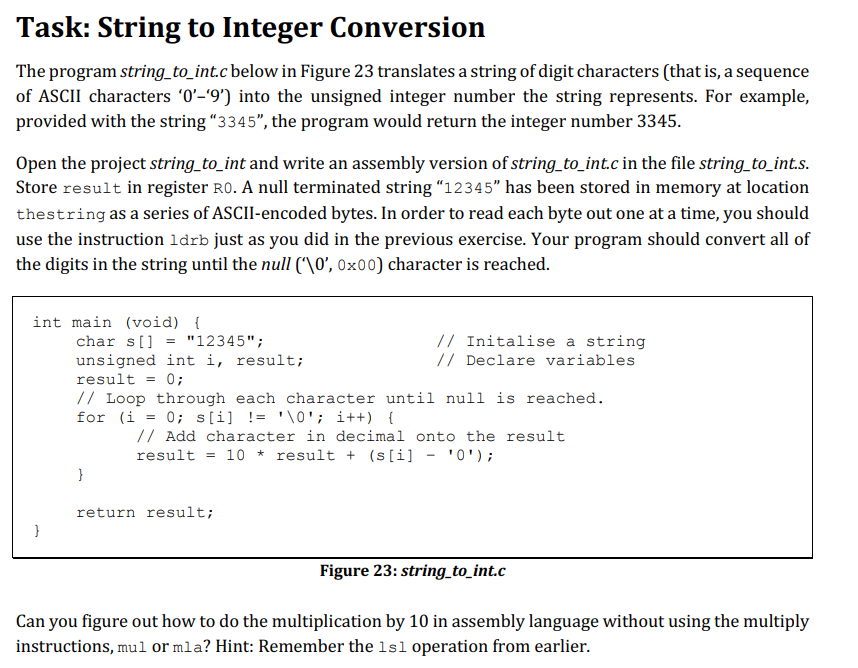 Solved Task: String to Integer Conversion The program | Chegg.com