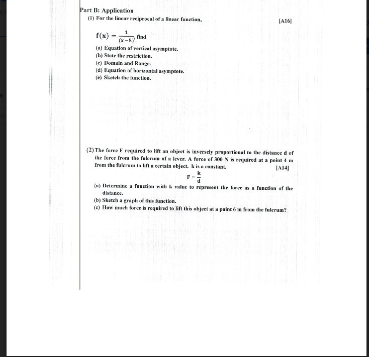 Solved Part B: Application (1) For the linear reciprocal of | Chegg.com