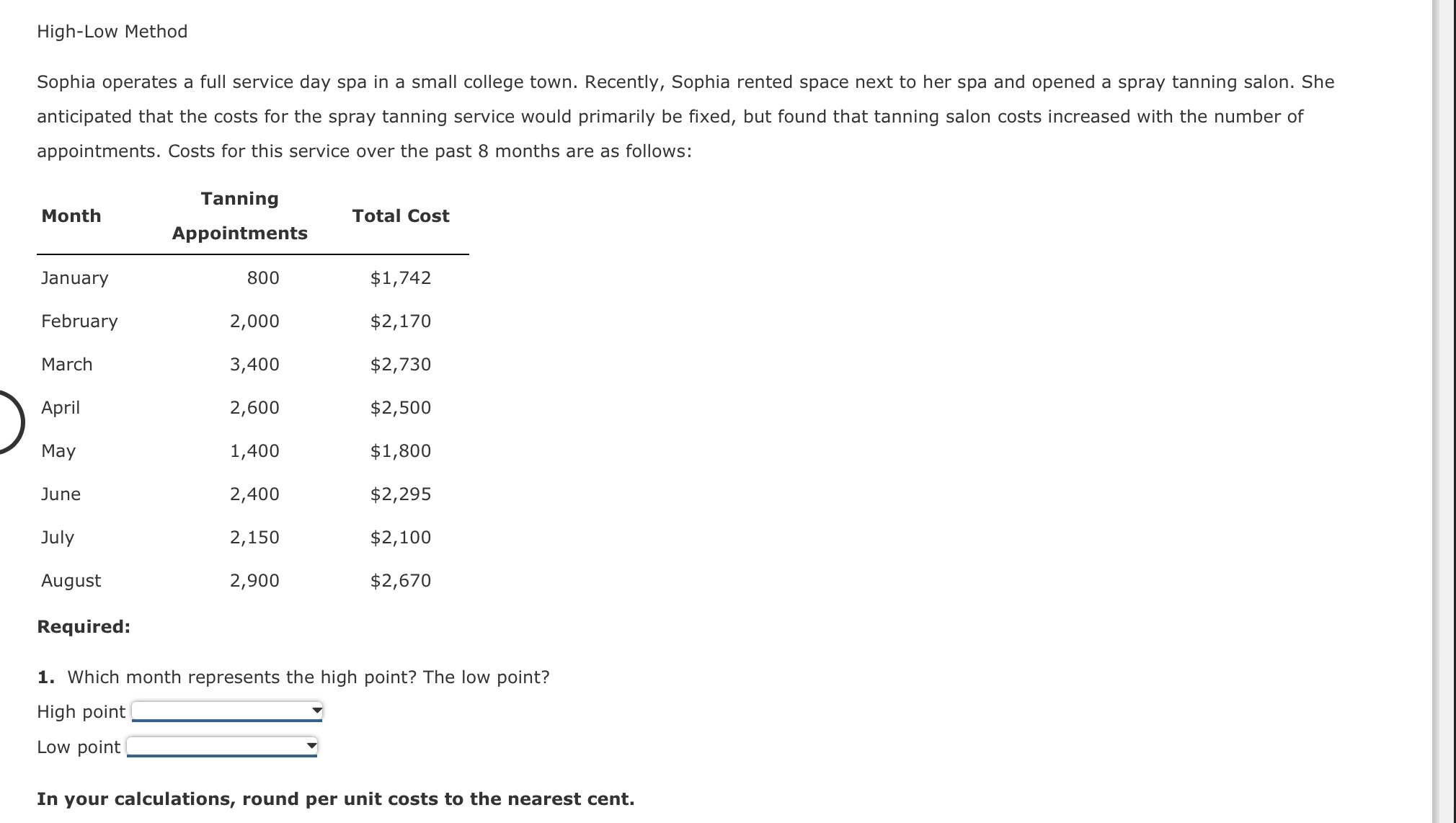 Solved Sophia operates a full service day spa in a small | Chegg.com