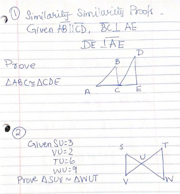 Solved (1) Similarity- Similarity Proofs Given ABLICD BC. L | Chegg.com