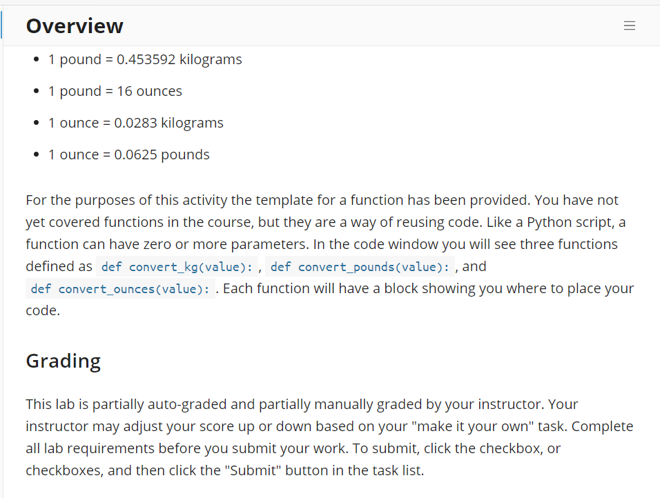 Solved ule Lab Assessment 1: Create a Unit Converter | Chegg.com