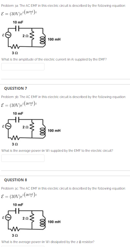 Solved Problem 3a- The AC EMF in this electric circuit is | Chegg.com