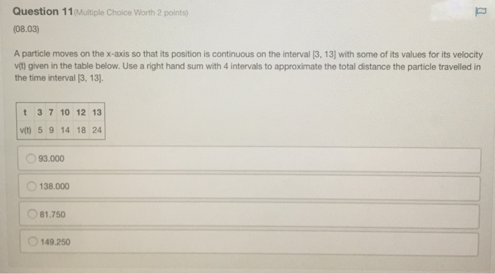 Solved Question 1 Multiple Choice Worth 2 points) (08.03) A | Chegg.com