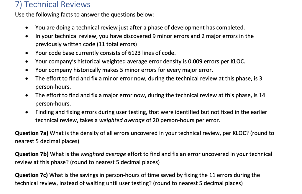 Solved 7) Technical Reviews Use the following facts to | Chegg.com