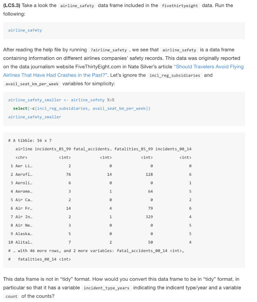 (LC5.3) Take a look the airline_safety data frame | Chegg.com