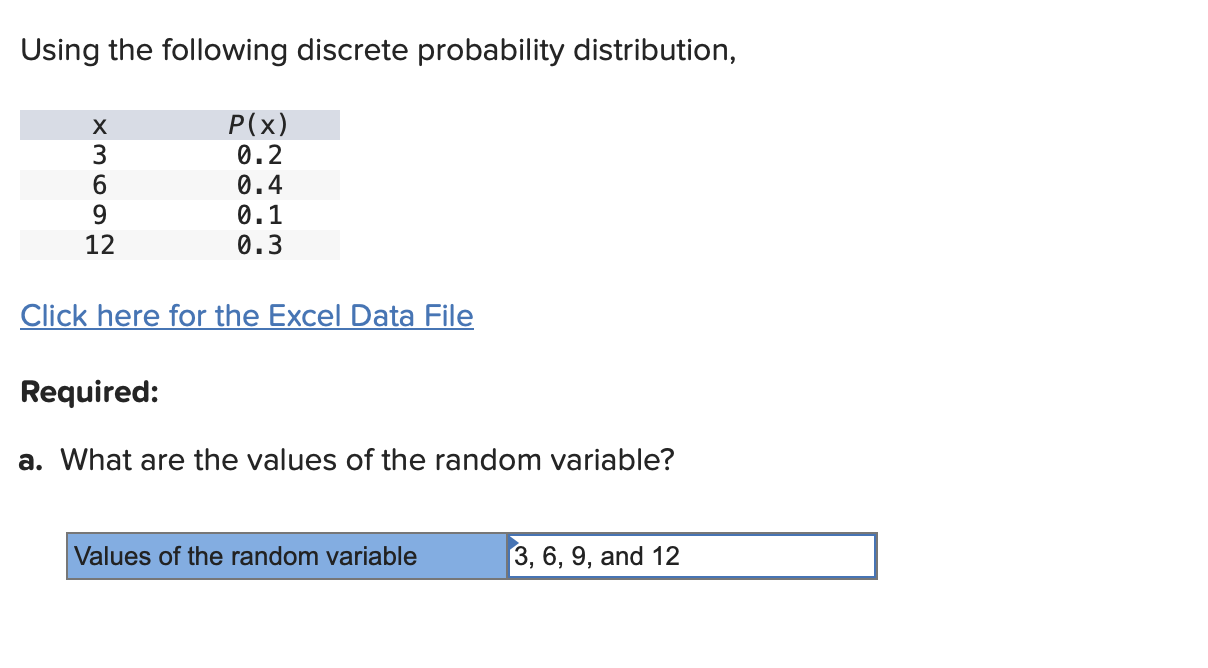 Solved Using the following discrete probability | Chegg.com