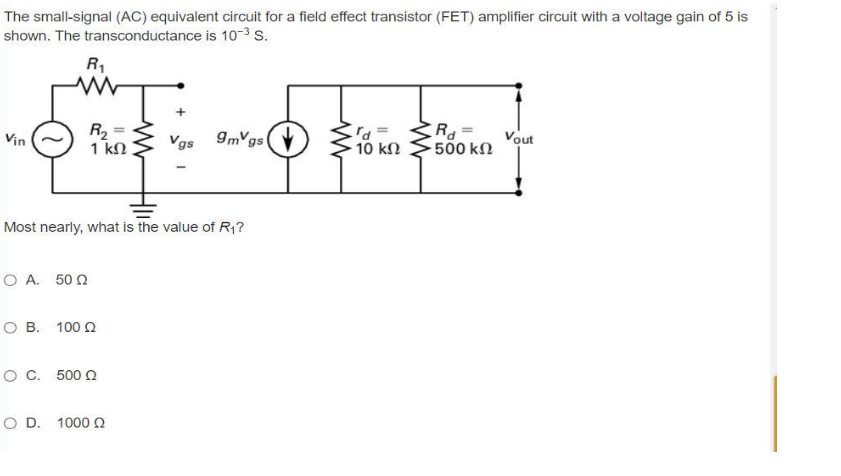 Solved The small-signal (AC) equivalent circuit for a field | Chegg.com