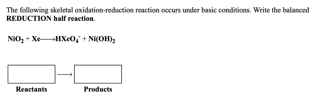 Solved The following skeletal oxidation-reduction reaction | Chegg.com