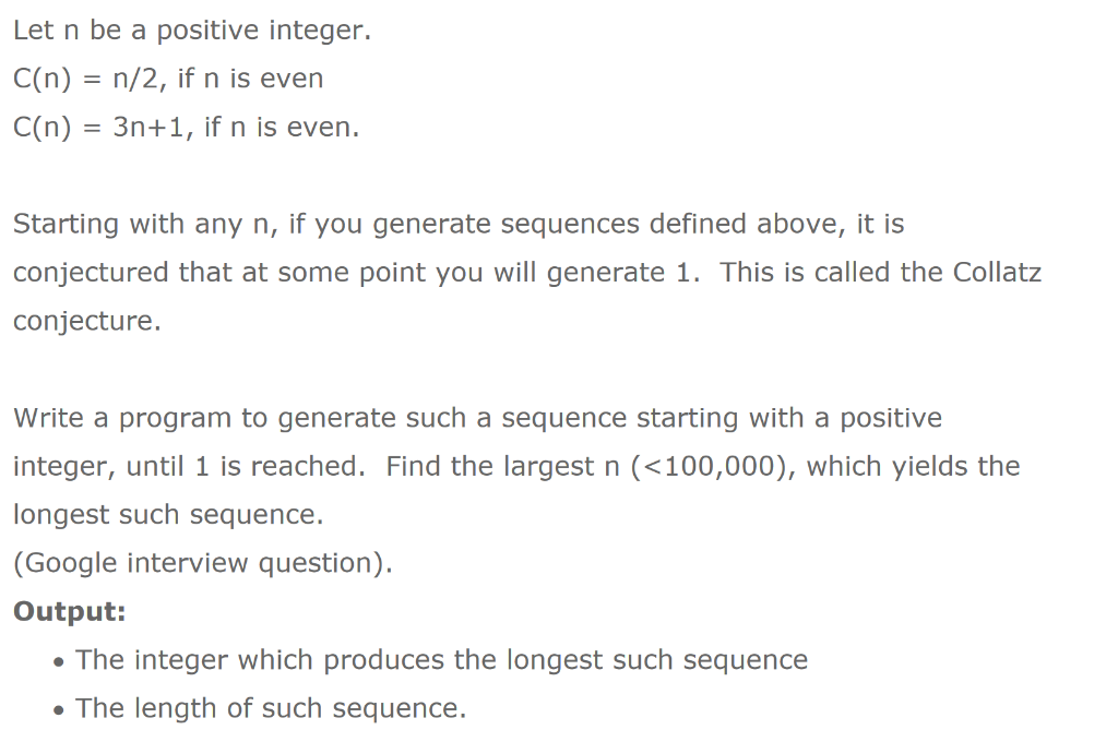 Solved Let n be a positive integer. C(n) = n/2, if n is even | Chegg.com