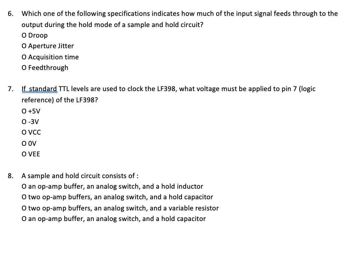 Solved 6. Which one of the following specifications | Chegg.com