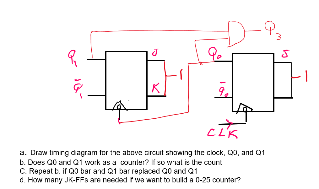 Solved a. Draw timing diagram for the above circuit showing | Chegg.com