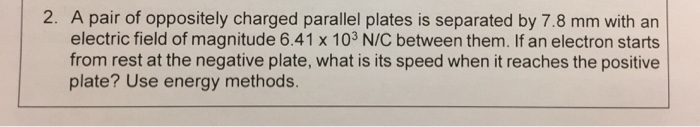 Solved 2. A pair of oppositely charged parallel plates is | Chegg.com