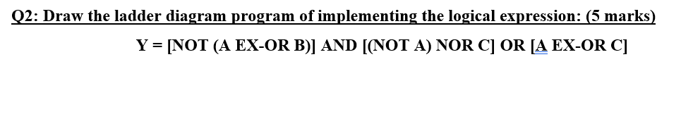 Solved Q2: Draw the ladder diagram program of implementing | Chegg.com